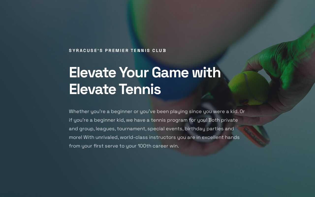 Tennis at Elevate Fitness in Syracuse